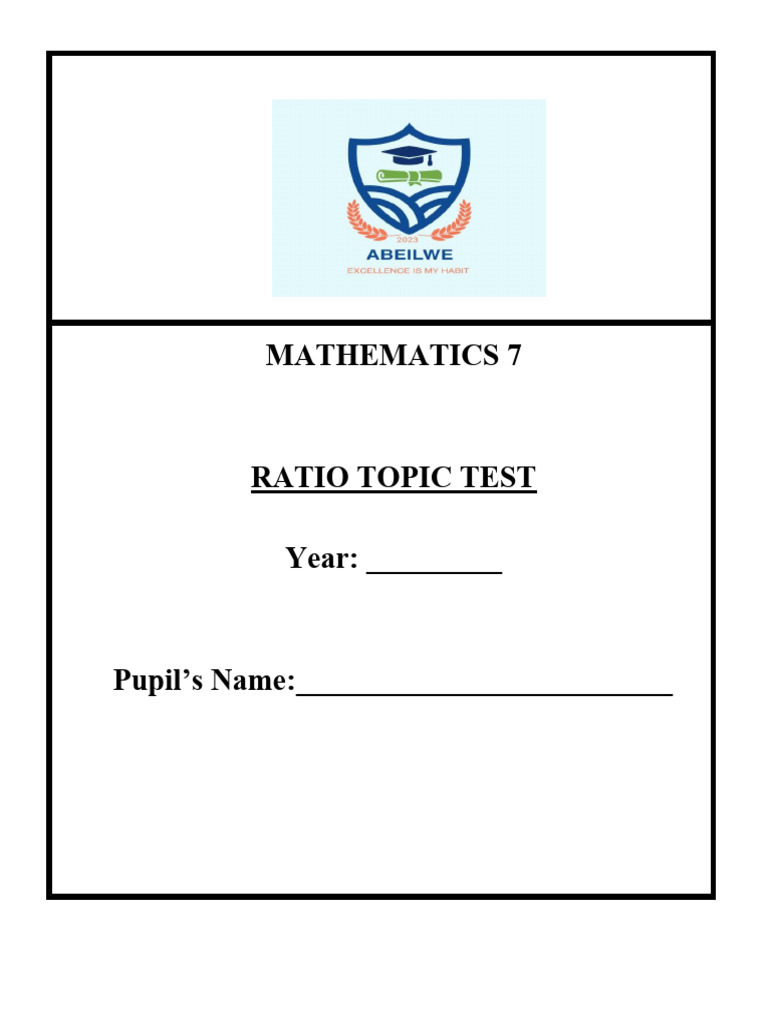 Ratio Topic Test With Permissions | PDF | Ratio | Mathematics