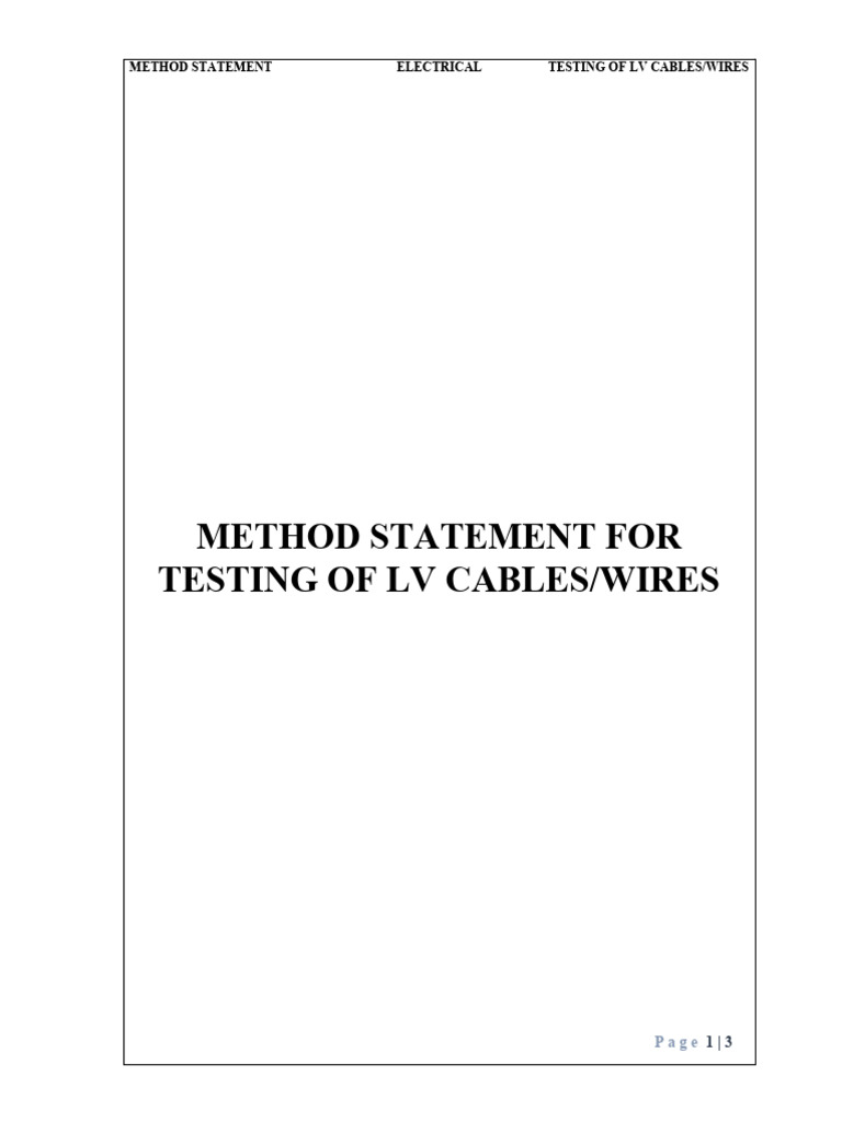 METHOD-STATEMENTS-ELECTRICAL - Testing | PDF | Insulator (Electricity ...