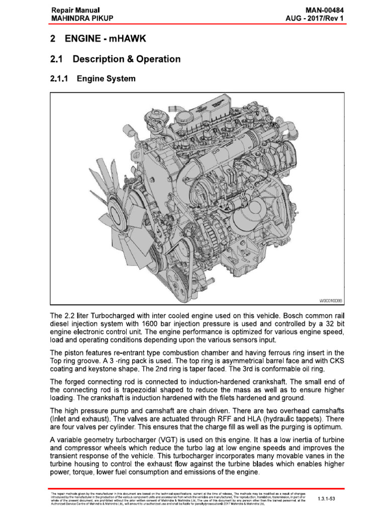 Mahidra Hawk 2.2 Engine Repair Manual | PDF