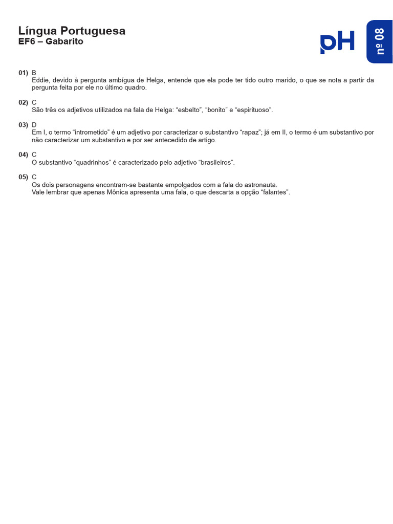 Gabarito EF6: Língua, Ciências, Matemática, História, Geografia e ...