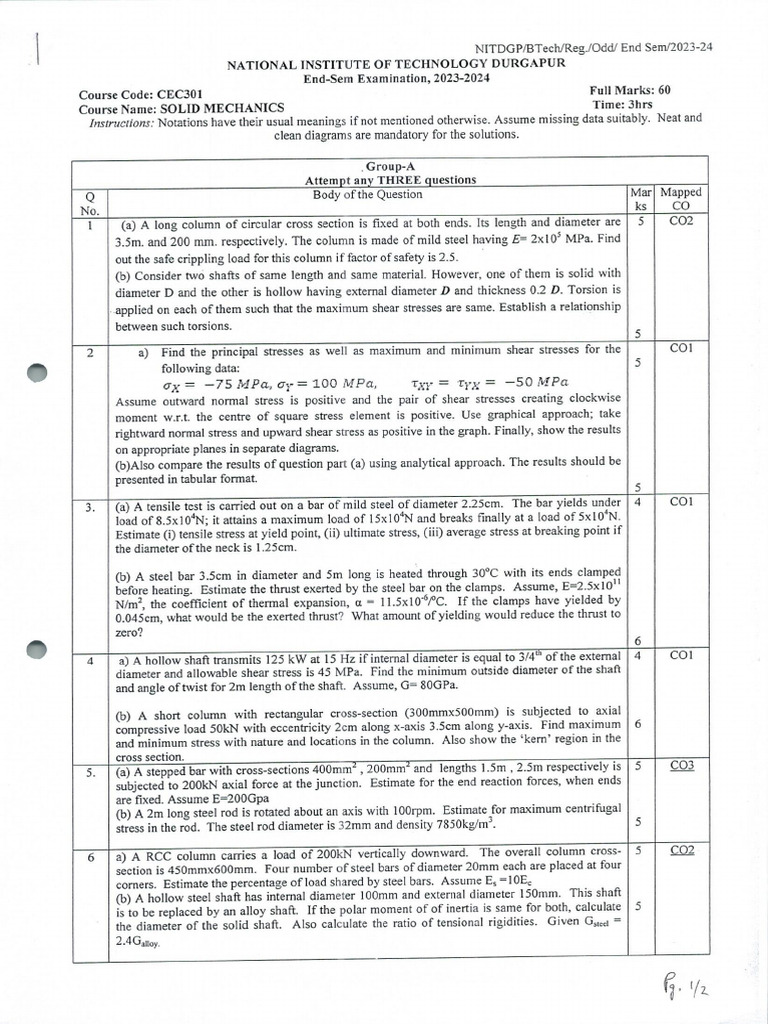 CEC Odd Sem End-Term 2023-24 | PDF