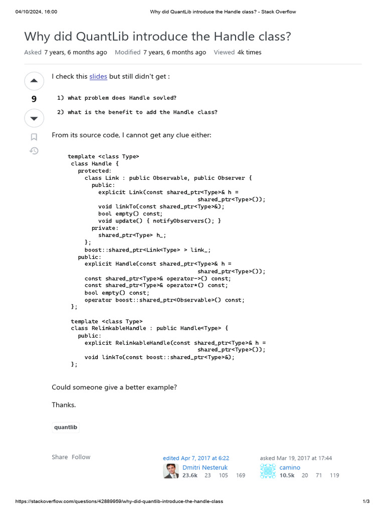 QuantLib Handle Class Introduction | PDF | Programming Paradigms ...