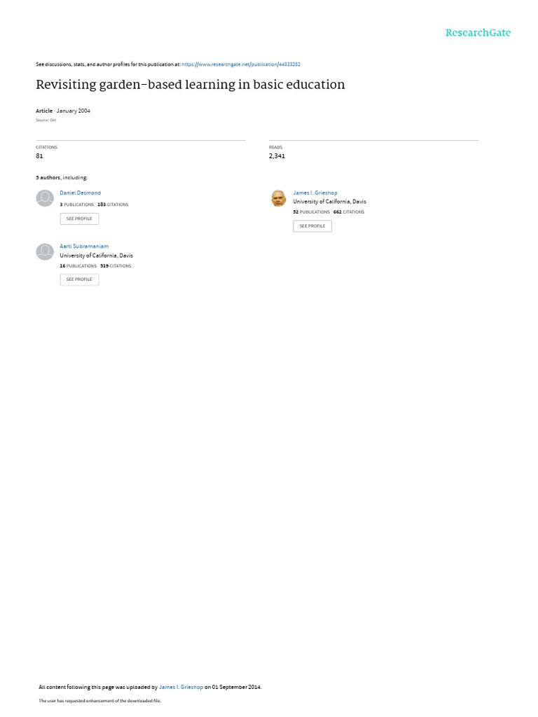 Revisiting Garden-Based Learning in Basic Educatio | PDF | Intelligence | Pedagogy