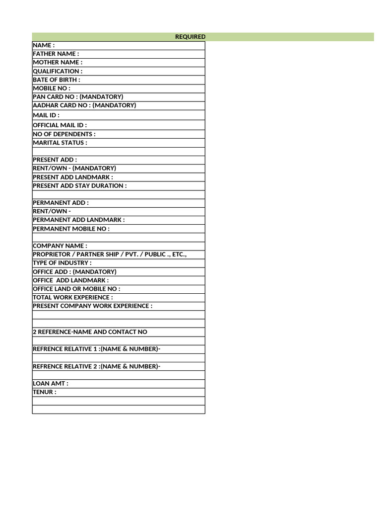 Personal Information Form | PDF