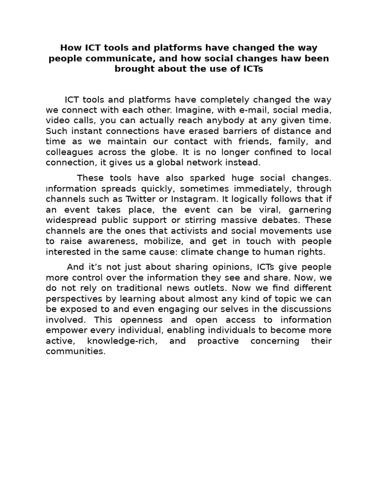 How ICT Tools and Platforms Have Changed The Way People Communicate ...