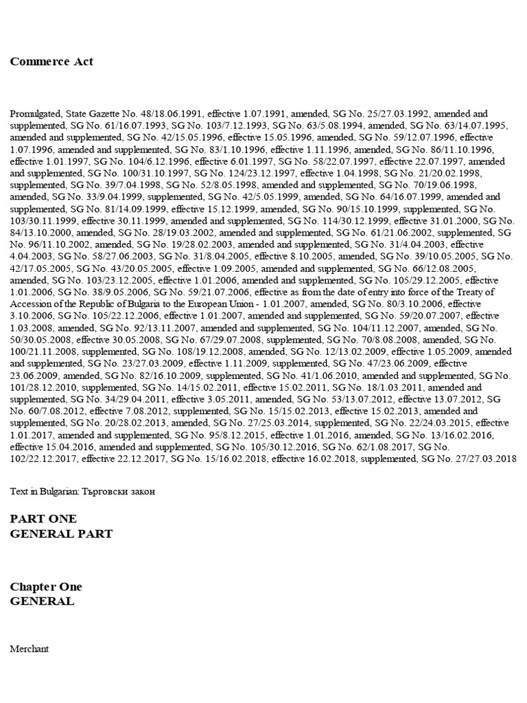 Commerce Act | PDF | Law Of Agency | Employment