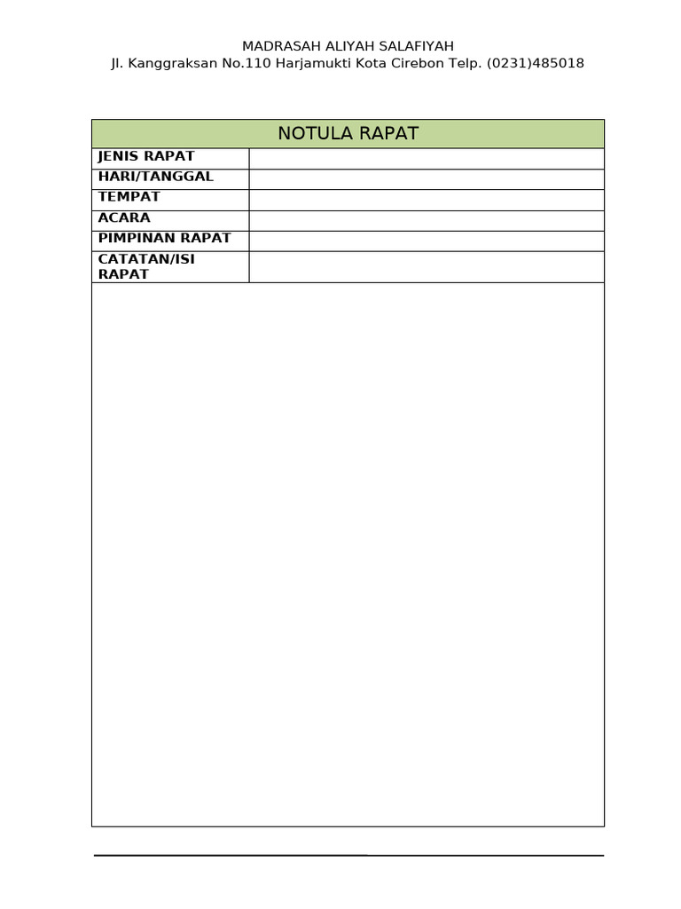 Notula Rapat | PDF
