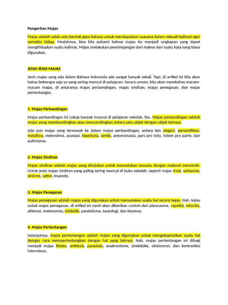 Pengertian Majas | PDF