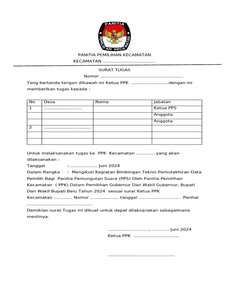 Surat Tugas PPK | PDF