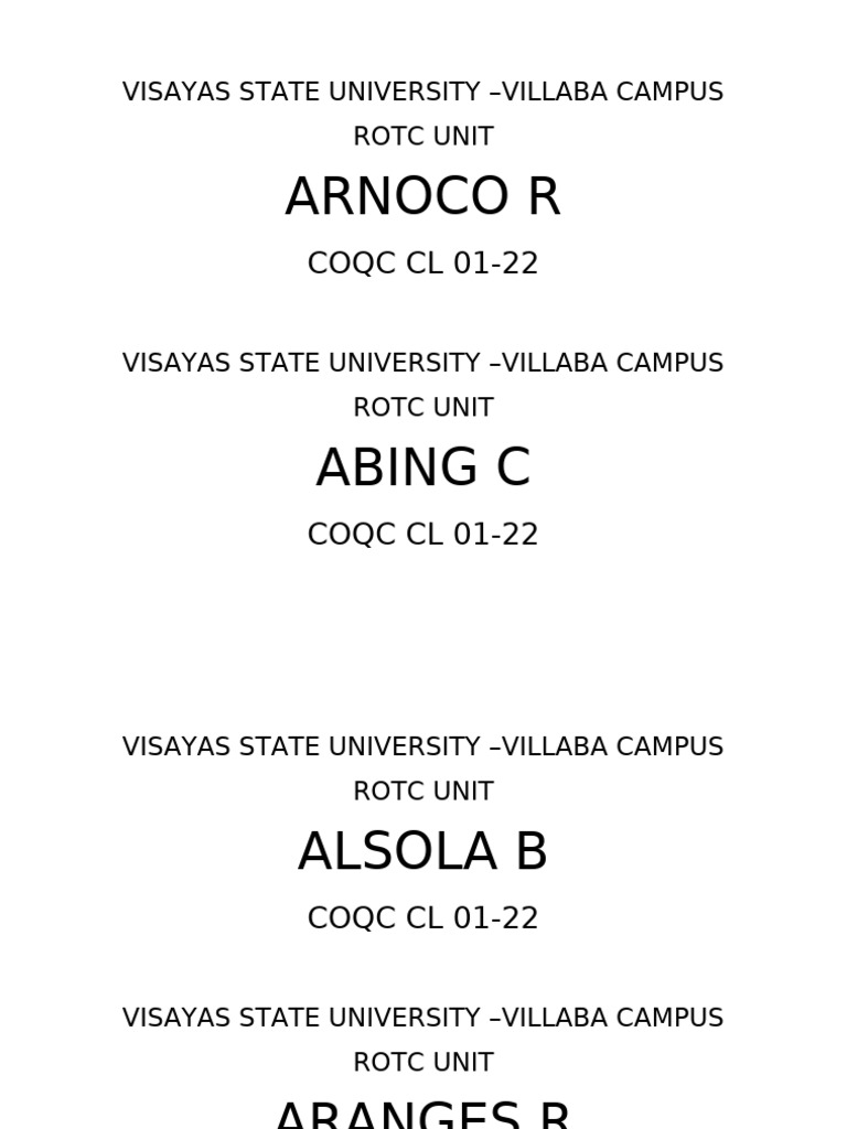 Rotc Advance Name Tags | PDF
