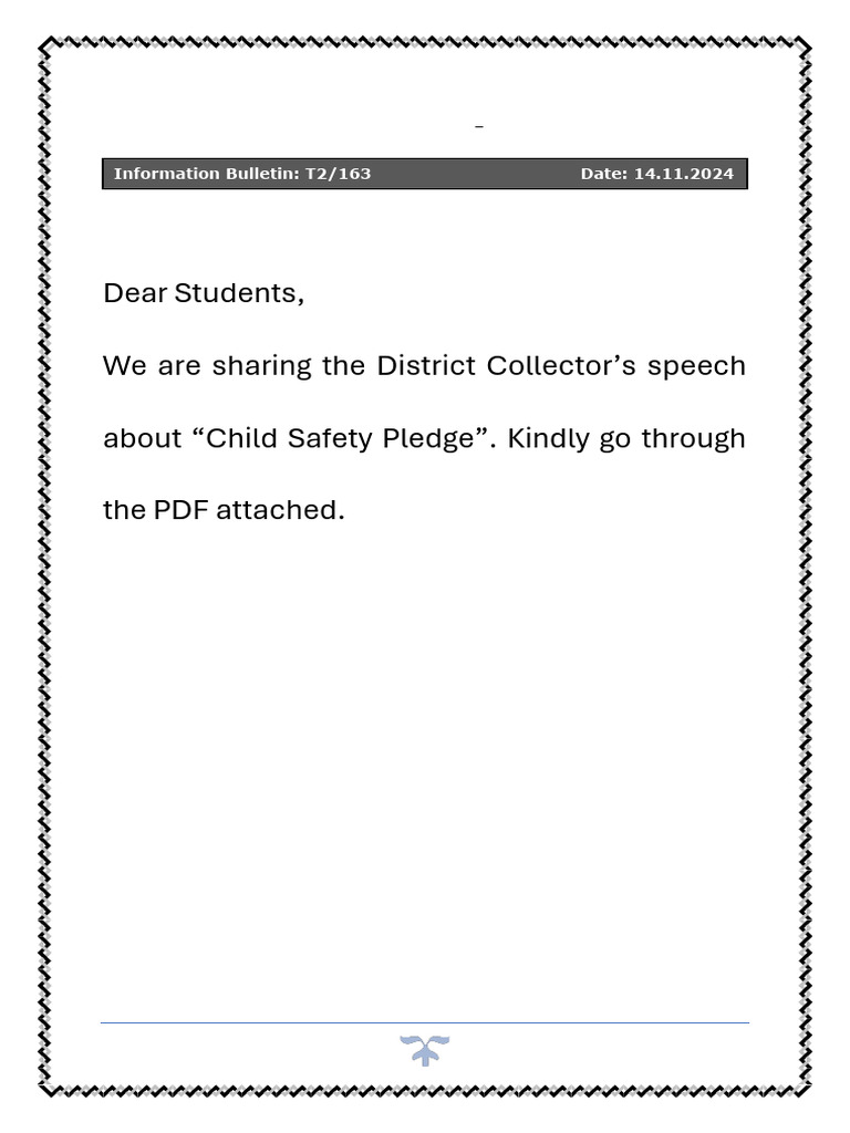 IB T2 - 163 - STD 6 To 10 - Child Safety Pledge | PDF