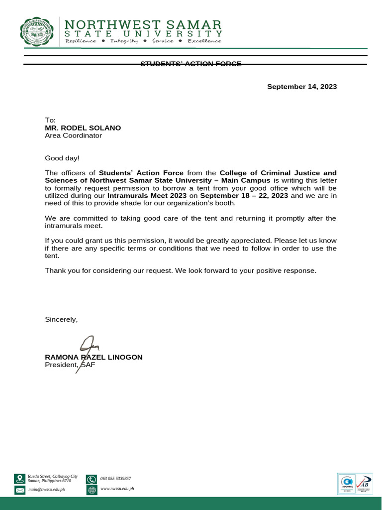 Letter For Tent | PDF