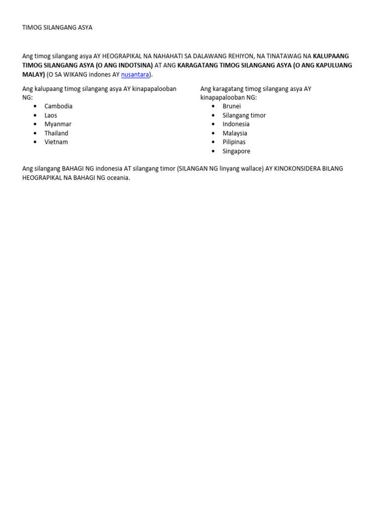 Timog Silangang Asya | PDF