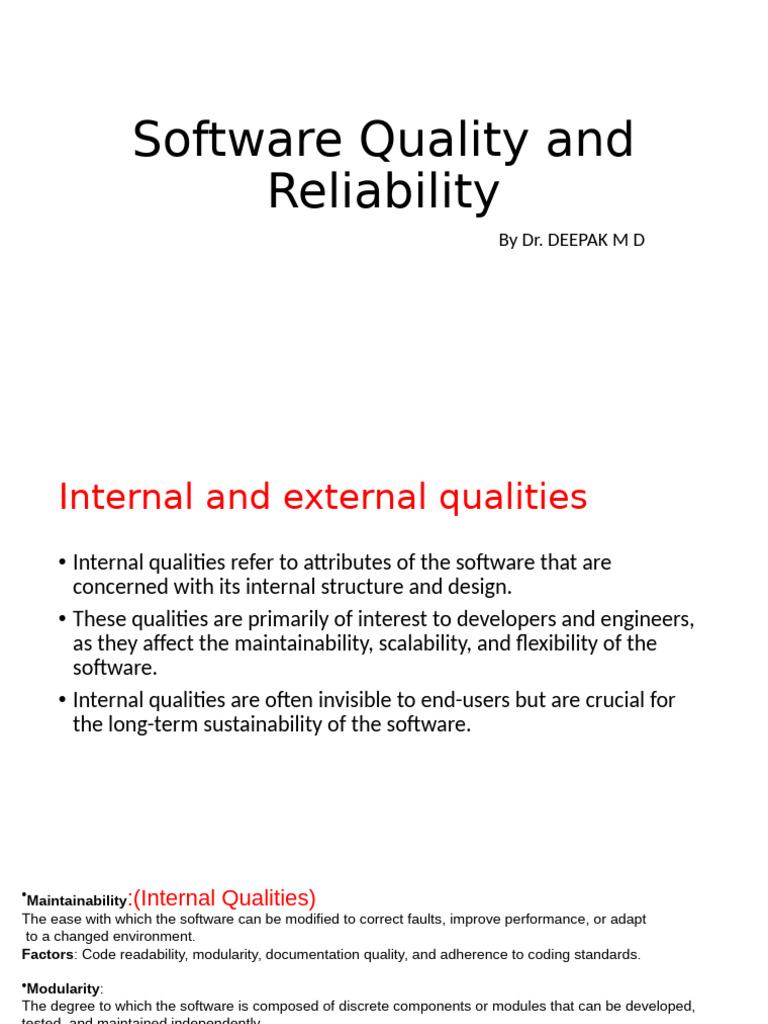 Software Quality Insights for Developers | PDF | Reliability ...