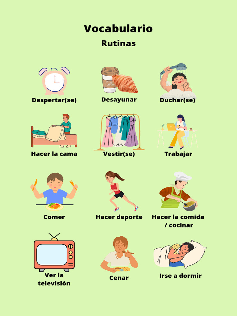 Vocabulario - Rutinas | PDF