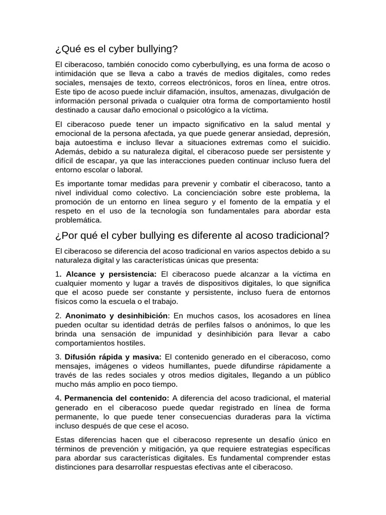 Cyber Bullying | PDF | Acoso cibernético | Sicología