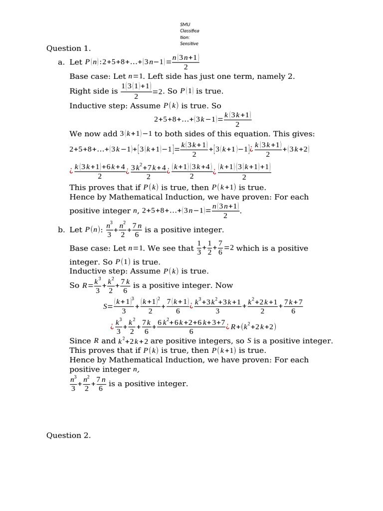 Mathematical Induction Proofs Summary | PDF | Arithmetic | Discrete ...