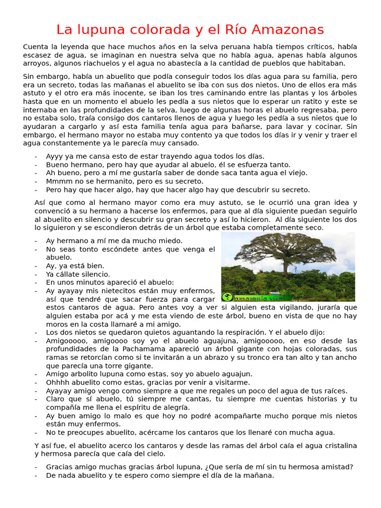 La Lupuna Colorada y El Río Amazonas | PDF | Arte | Poesía