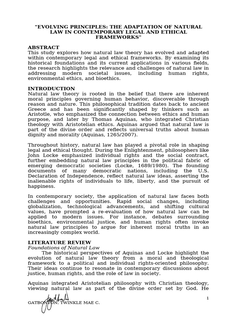 Natural Law's Modern Adaptation | PDF | Natural Law | Bioethics