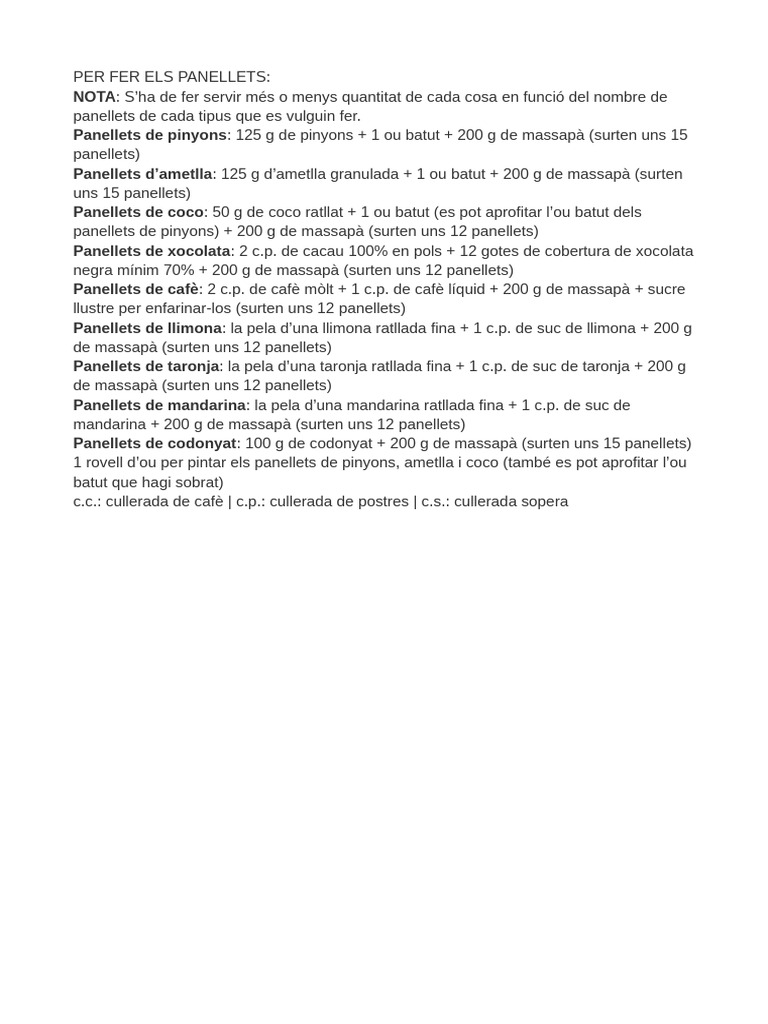 Panellets de Coco | PDF