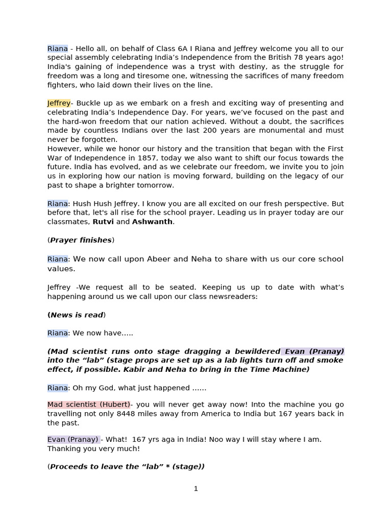 Final Draft - 6A Assembly Skit | PDF | Travel