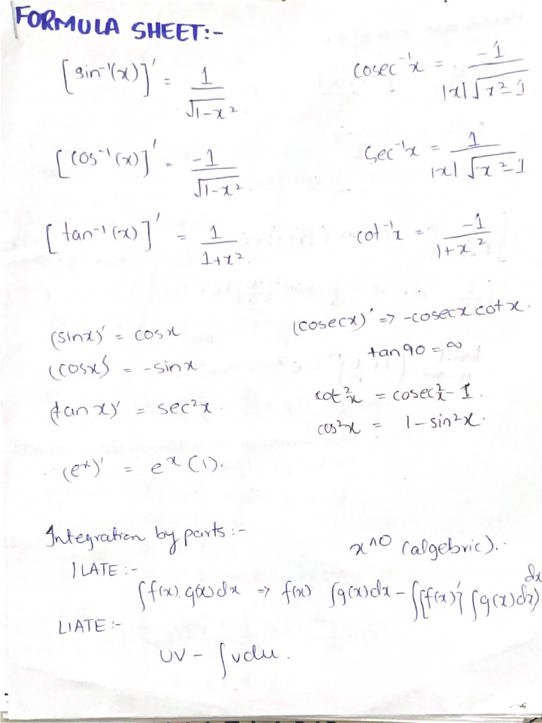 MT101 - Final's Formula Sheet | PDF