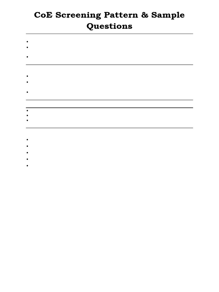 CoE Screening Pattern &sample Questions - IIT | PDF | Multiple Choice