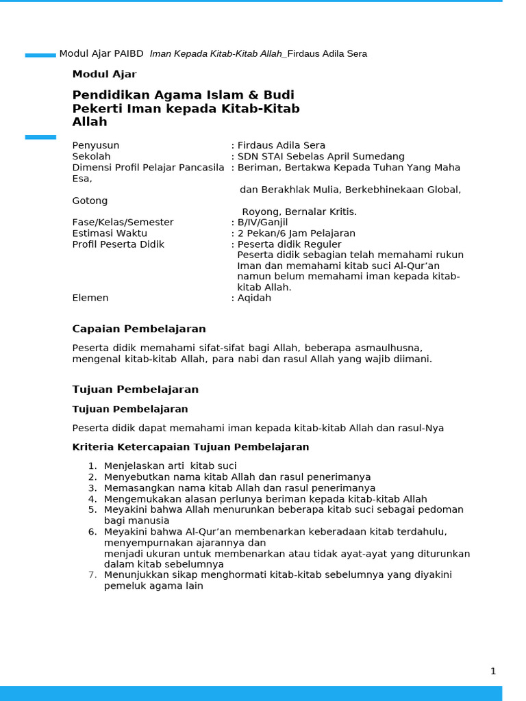 Modul Ajar PAI - Firdaus Adila Sera | PDF