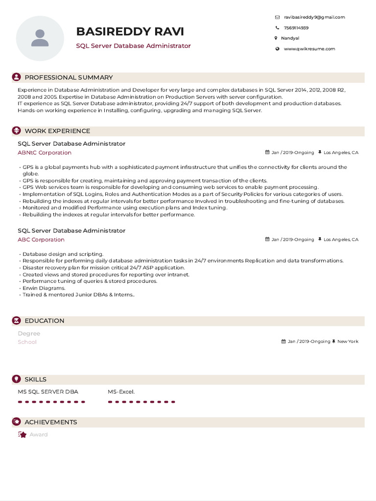 Basireddy Ravi SQL Server Database Administrator Resume 2024 11-18-170857 | PDF | Microsoft Sql ...