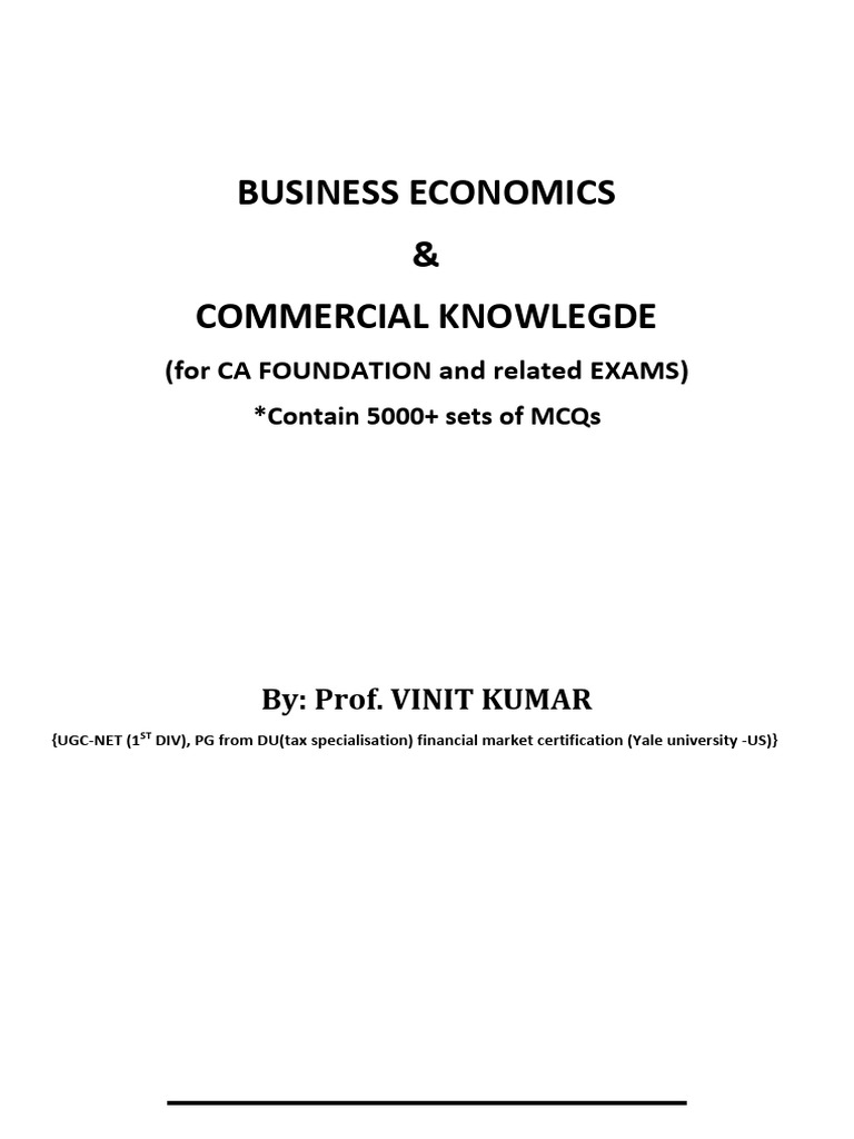 CA Fou Economic by Pfof. Vinit Kumar | PDF | Economics | Market Economy