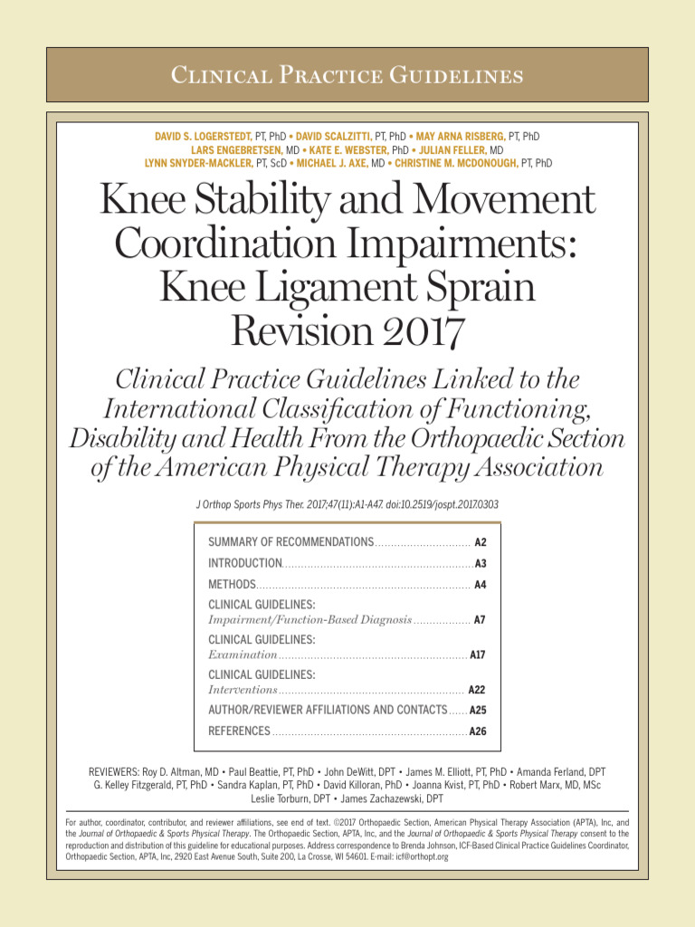 Knee Stability and Movement Coordination Impairments Knee Ligament ...