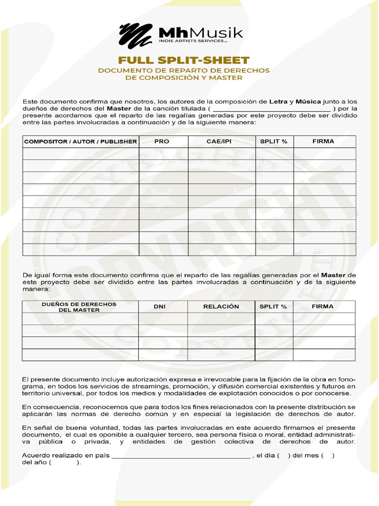 Full Split Sheet 5 | PDF