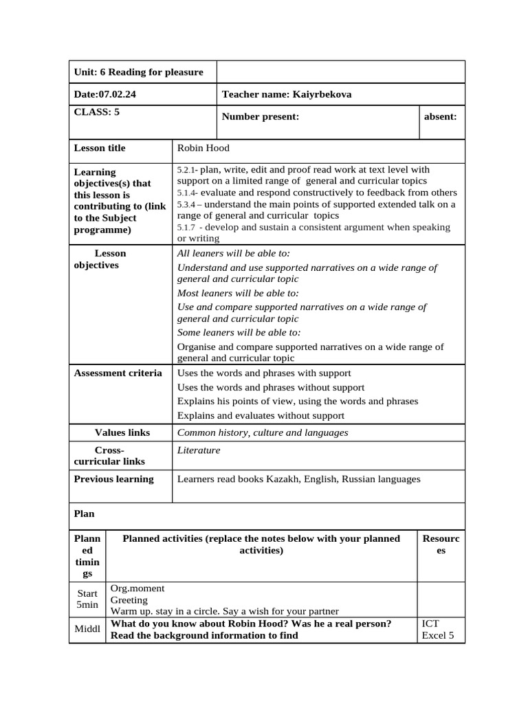 Robin Pdf Learning Robin Hood