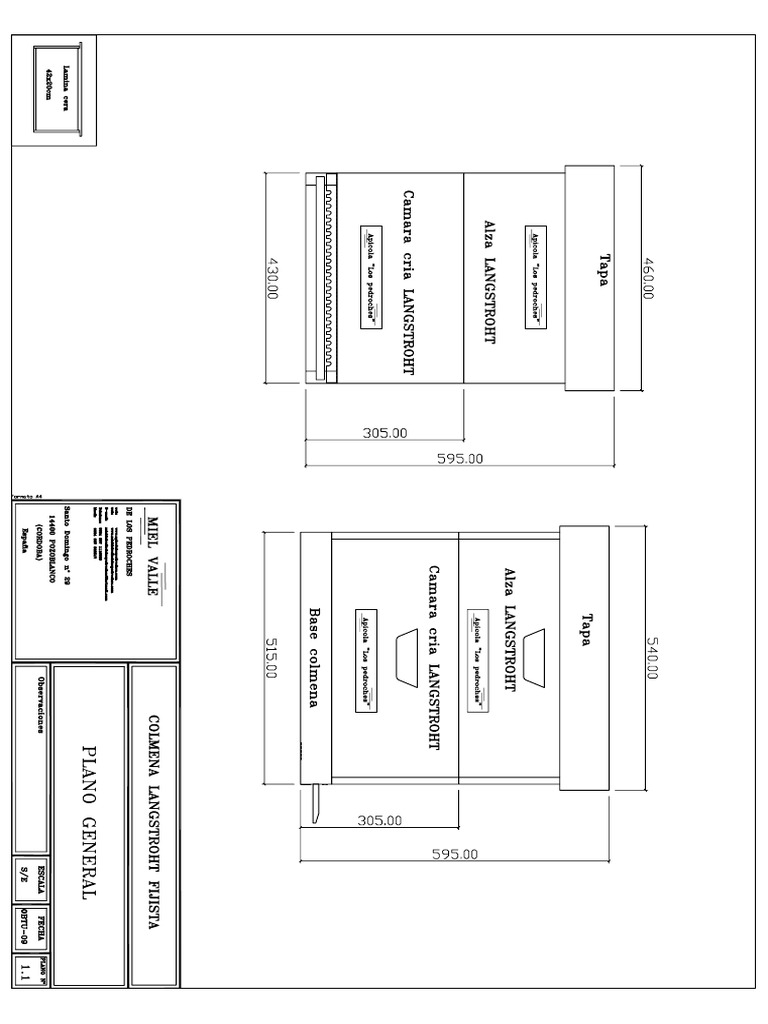 Plano Fabricacion Colmena Langstroth de Alzas | PDF