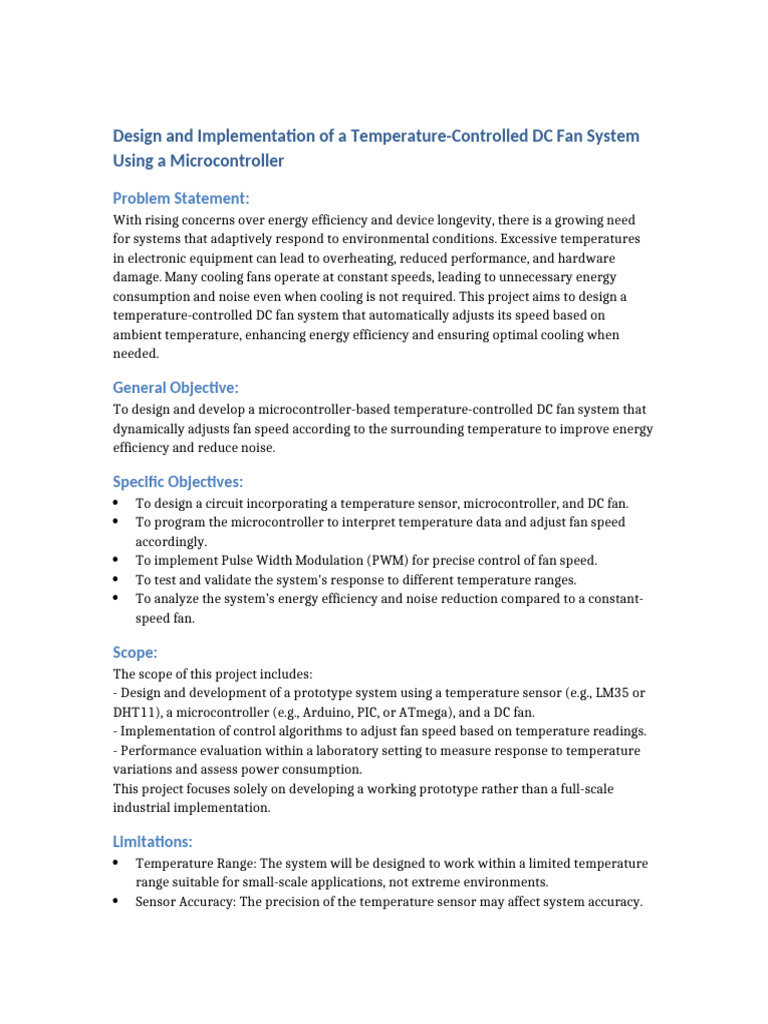 Temperature_Controlled_DC_Fan_Project | PDF | Microcontroller ...