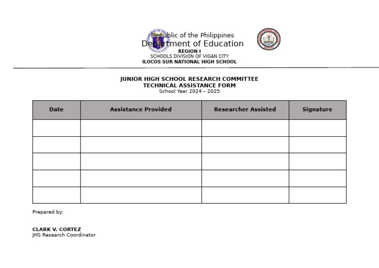 Technical Assistance Form 2024-2025 | PDF