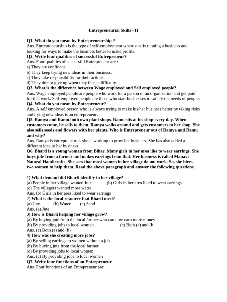 Employability Skills Set Questions | PDF | Sustainability ...