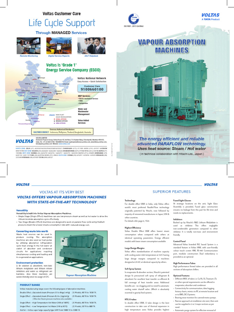 Voltas VAM Steam Fired hot water catlog | PDF | Heat Exchanger | Water ...