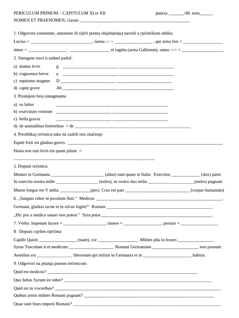 PERICULUM PRIMUM Primjer | PDF