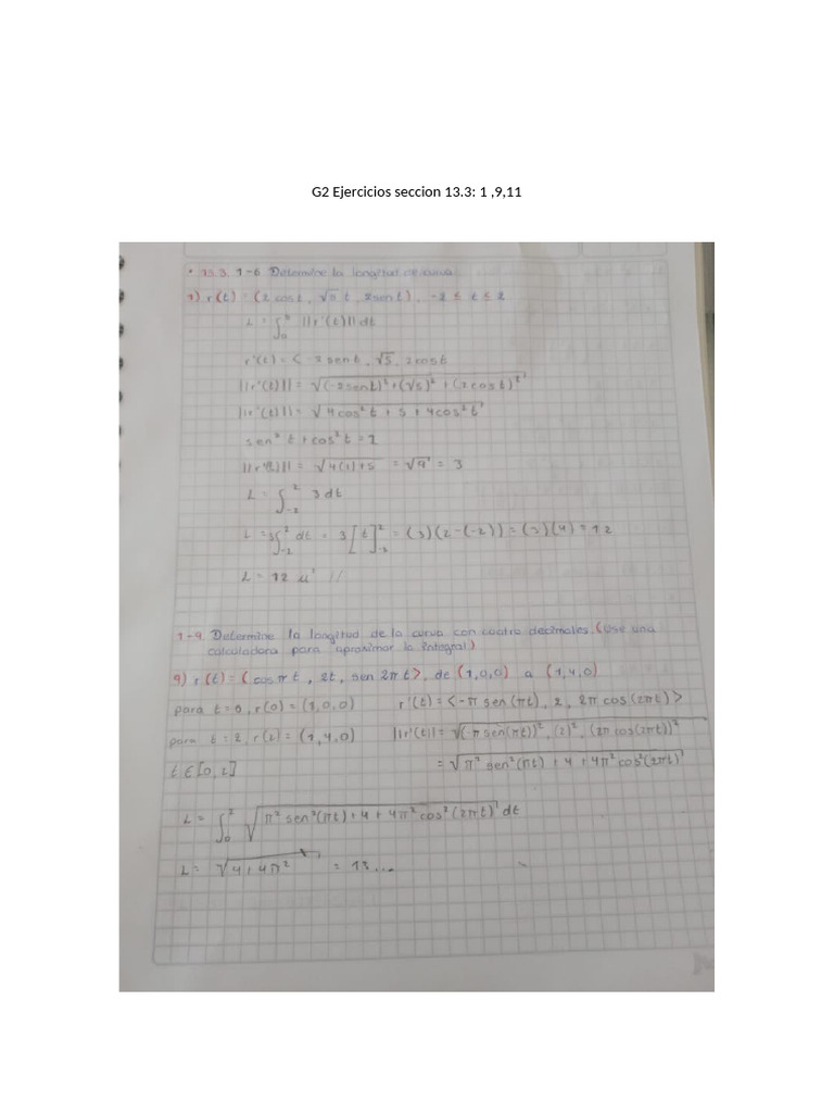 G2 Ejercicios Seccion 13.3: 1, 9,11 | PDF