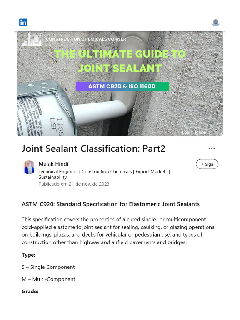 A Guide To Joint Sealant Classification 2 | PDF | Strength Of Materials ...