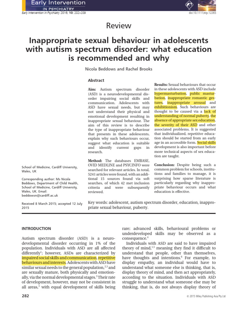 Inappropriate Sexual Behavior in ASD | PDF | Autism Spectrum | Adolescence