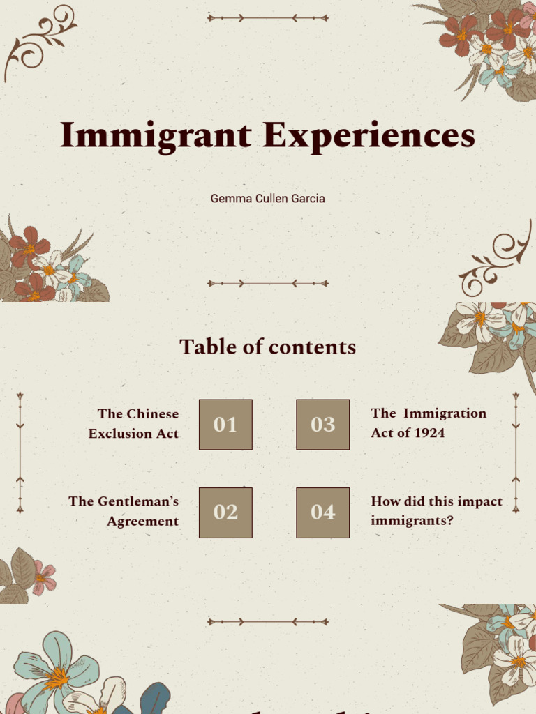 Immigrant Experiences | PDF
