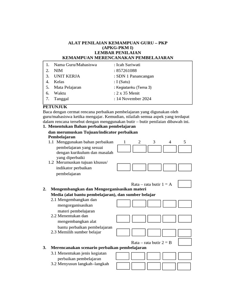 APKG Siklus I | PDF | Karier & Perkembangan