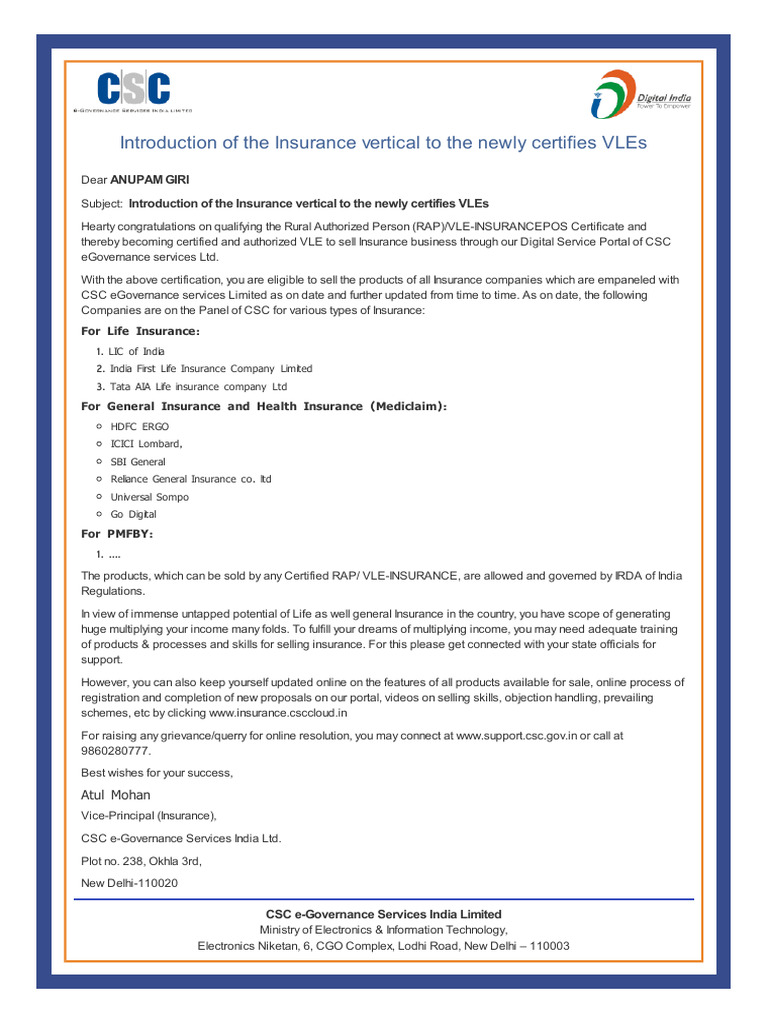 Introduction to Insurance for VLEs | PDF