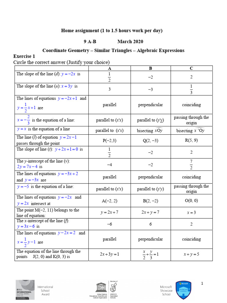 GR 9 Home Assignment | PDF | Line (Geometry) | Circle