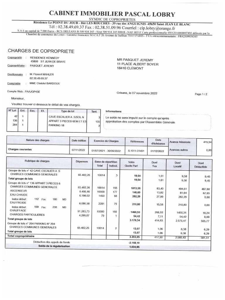 Decompte Annuel 2021-2022 PASQUET | PDF