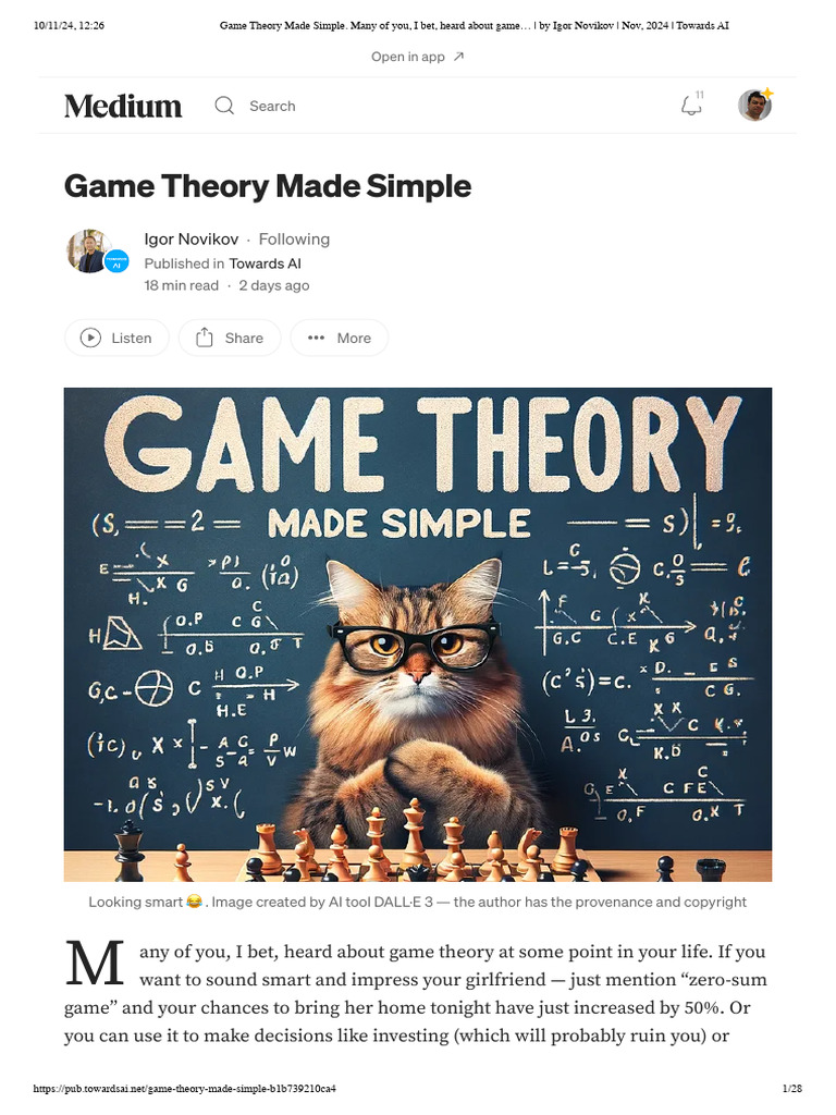 Game Theory Made Simple. Many of You, I Bet, Heard About Game by Igor Novikov | PDF | Game ...