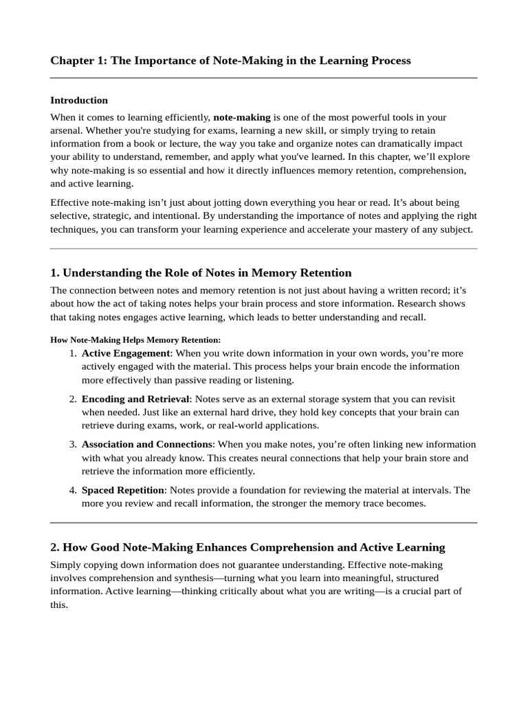 An Effective Guide To Note Making | PDF | Memory | Learning