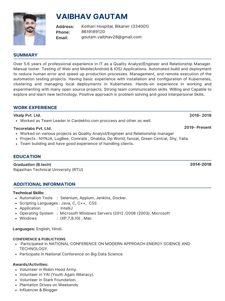 Vaibhav Gautam - CV | PDF | Business